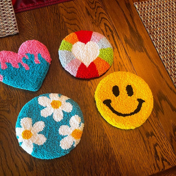 Handcrafted Punch Needle Mug Rug | Unique Coasters | Perfect Gift Idea ...