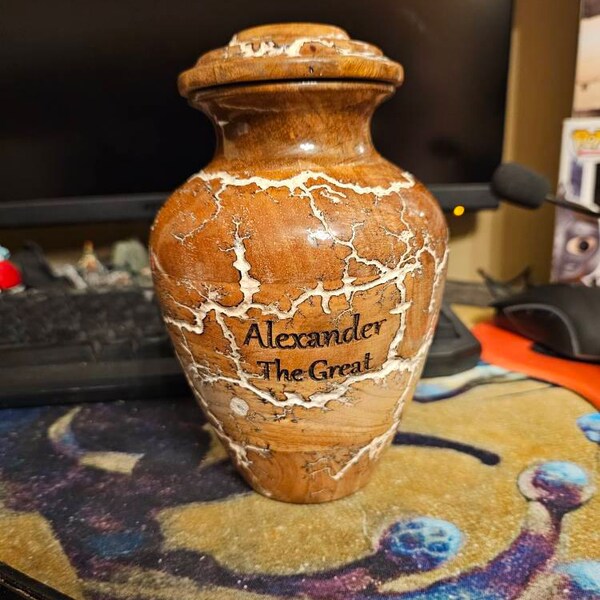 Carved Border Wooden Urn for Ashes | Handmade Cremation Urn for Human ...