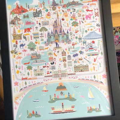 MAGIC KINGDOM Poster Walt Disney World Magic Kingdom Whimsical Map Walt ...