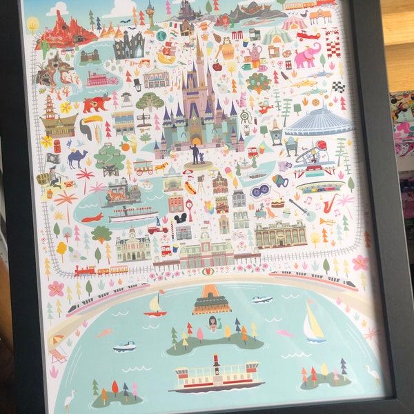 MAGIC KINGDOM Poster | Walt Disney World Magic Kingdom Whimsical Map ...