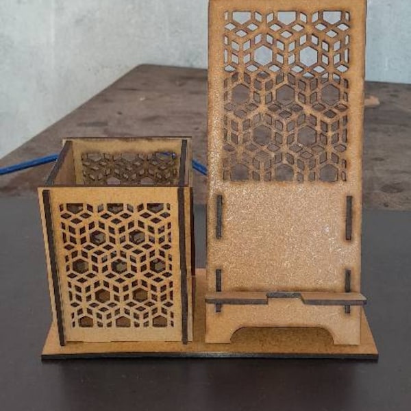 Laser Cut Pencil Holder SVG File, Multi-compartment Stationery ...