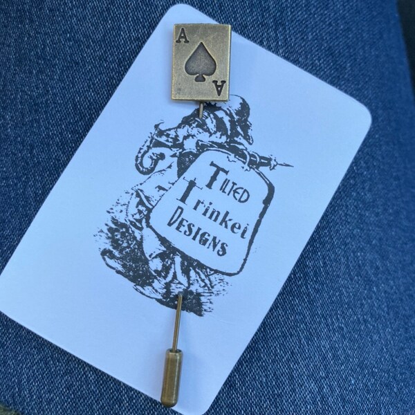 Bronze Playing Card Lapel Stick Pin , Ace Spades Suit Accessory, Cards ...