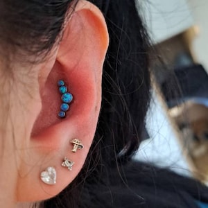 Blue Pink Fire Opal Flower Dermal Anchor Labret Top Conch - Etsy