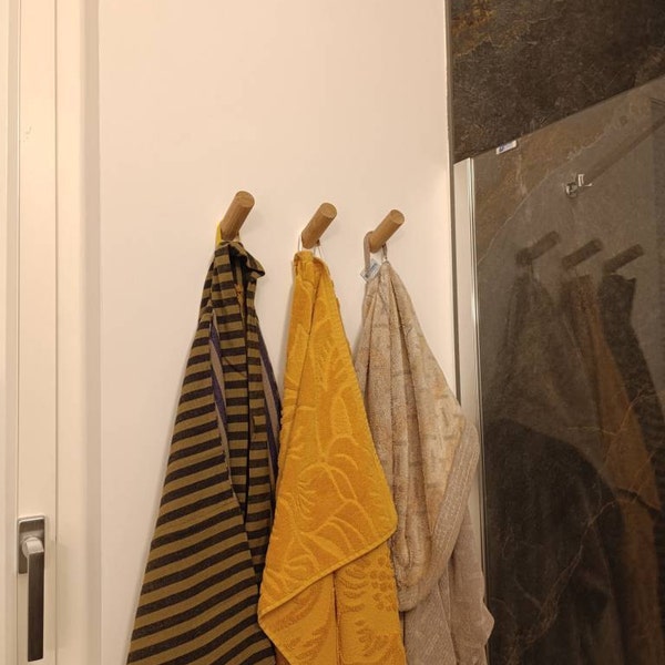 Dowel Peg Rail With Straight Edge by TOMAZIN | Oak Hook Board, Coat Hat ...