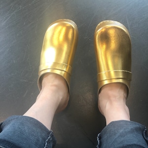 Patent Leather Clogs Gold - Etsy