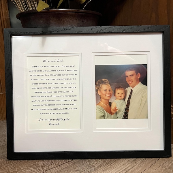 Wedding Thank You Letter to Parents, Parents of the Groom Gift, Gift ...
