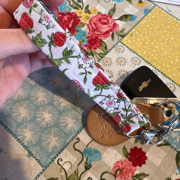 Long Handmade Wristlet Lanyard Keychain Made With Vintage Fabrics With ...