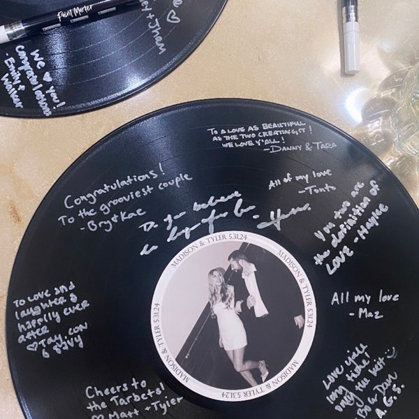 Personalized Photo Vinyl Record Sticker for Wedding Guest Book ...