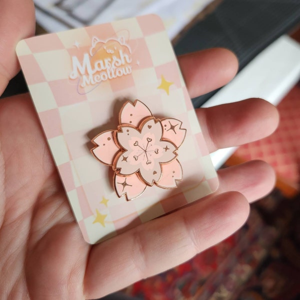 Sakura Spinning Hard Enamel Pin - Cherry Blossom - Kawaii Pins - Unique Gift Idea - Rose Gold ...