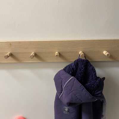 Wooden Coat Rack With Shelf, Hallway Shelf, Wooden Peg Rack, Peg Rail ...