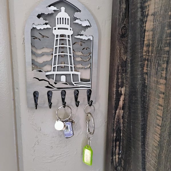 Lighthouse Keyholder, Beach House Decor, Nautical Decor, Coastal Key ...