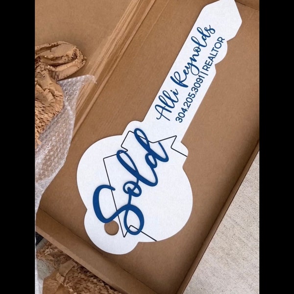 Sold Key Sign With House Outline, 3D Realtor Closing Sign, Closing Prop ...