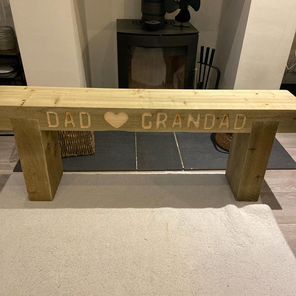 2 Seater Custom Engraved Wooden Rustic Garden Sleeper Seat Outdoor ...