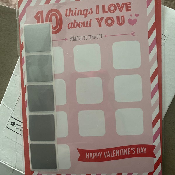 Scratch off Valentine Card, 10 Things I Love About You, Valentine Card ...