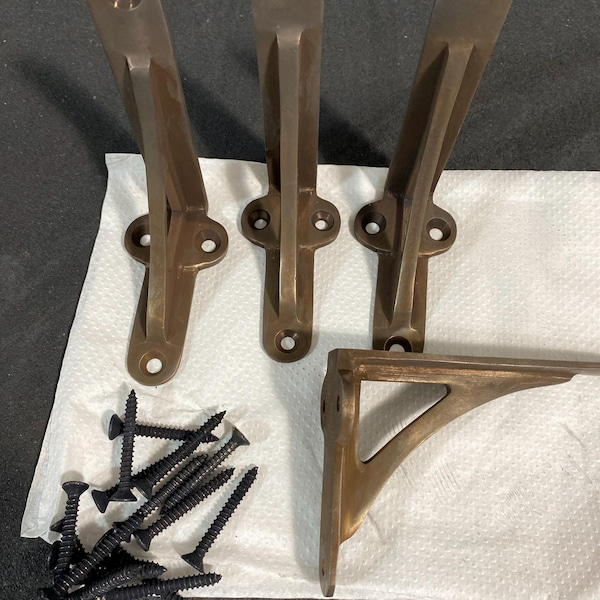 Brushed/satin Brass Arched Shelf Brackets – Heavy Solid Brass Wall ...
