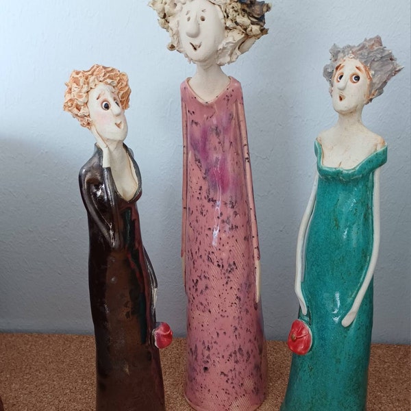 Standing Ceramic Figurines, Hand Made Bridal Gift, Ceramic Sculptures ...