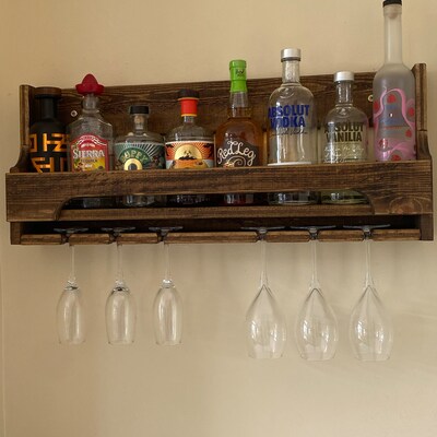 100cm Floating Home Bar/ Wine or Spirit Rack Jacobean Wax - Etsy UK