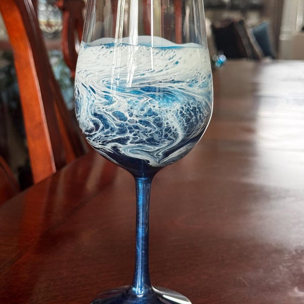 Ocean Waves Wine Glasses | Coastal Decor - Etsy