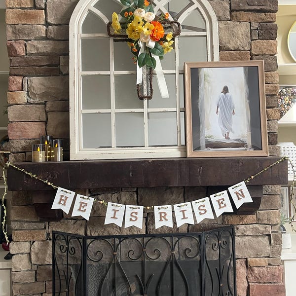 He is Risen Easter Banner, Easter Banner, Religious Easter Decor, Easer ...