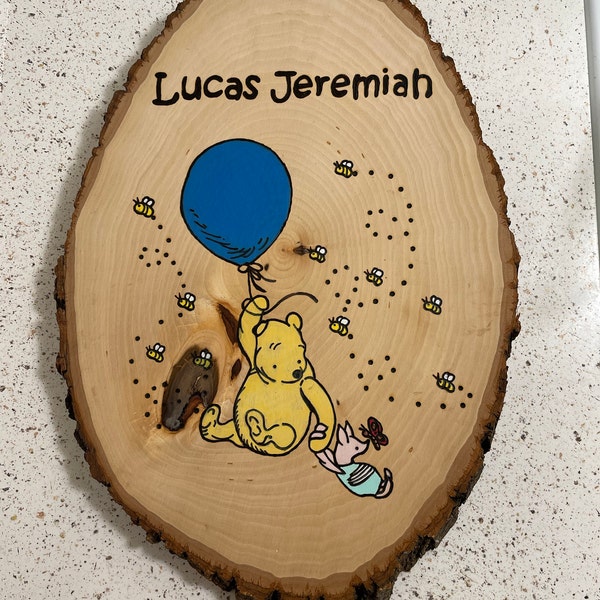 Winnie the Pooh Inspired Wood Burned Personalized Plaque, Personalized ...