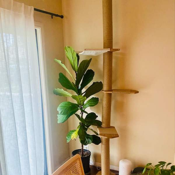 Modern Climber Cat Tree With Hammock, Floor to Ceiling Cat Tree Tower ...