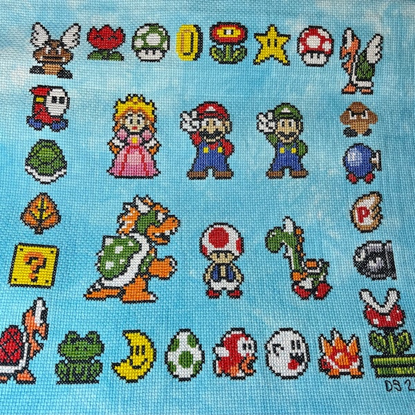 Super Mario Sampler -retro Video Game Super Mario - Cross Stitch ...