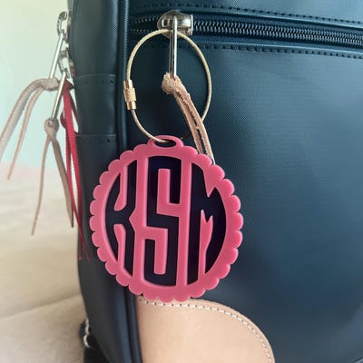Varsity Letter Keychain With Mini Ombre Tassel Initial Zipper Pull ...