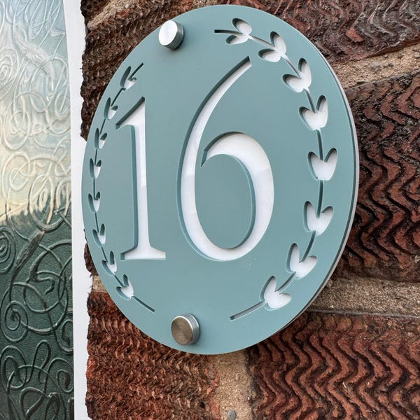 Modern Round Door Number Sign, House Number Plaque - Etsy UK