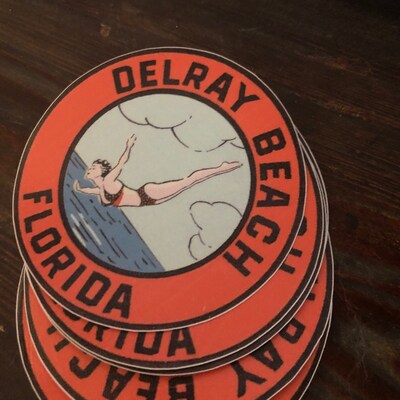 Vintage 1950's Style Delray Beach Florida Bathing Beauty Retro Travel ...