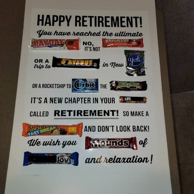 PRINTABLE Retirement Candy Bar Poster PRINTABLE Candy Gram Sign Gift or ...