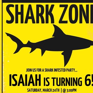 Shark Party Invitation Shark Birthday Party, Shark Zone Invite, Shark ...