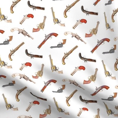 Pistol Fabric Antique Pistols by Thinlinetextiles Antique Pistol Gun ...