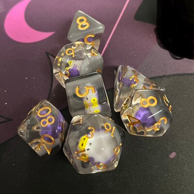 Purple Owl Dice Set Animal Inclusion Dice for D&D Bird Dice for ...