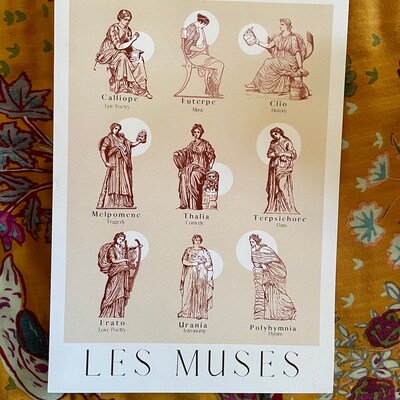 Les Muses Poster, the Nine Muses Print, Greek Muses Art, Ancient Greek ...