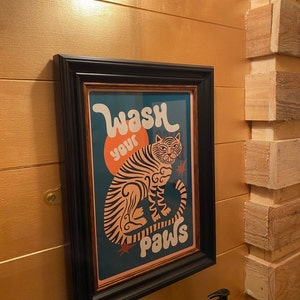 Tiger Wash Your Paws Bathroom Print, Fun Toilet Wall Art, Funny Poster ...