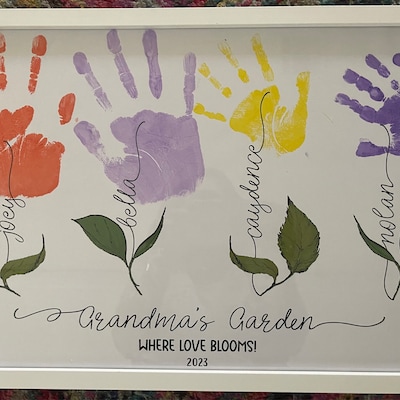 Grandmas Garden Handprint Art. Personalized Mothers Day or Birthday ...