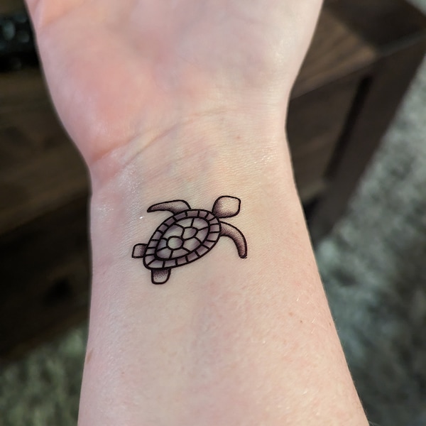 Turtle Temporary Tattoo | Small Turtle Tattoo | Animal Temporary Tattoo ...