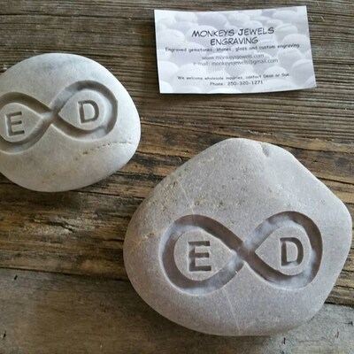 Custom Infinity Engraved Initials Stone Eternity Love Rock Wedding Oath ...