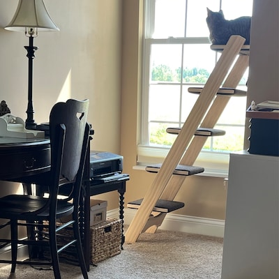 Cat Ladder 7 Step Cherry Hardwood Movable Cat Perch Always Somewhere ...