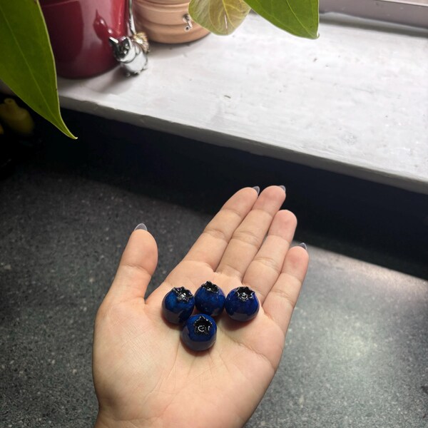 Handmade Clay Fruit Magnet Set | Blueberry, Tangerine/orange, Banana ...