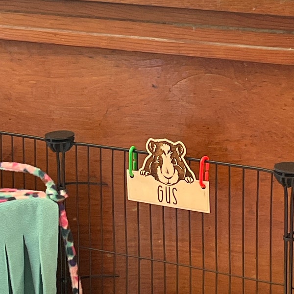 Guinea Pig Cage Tag, Personalized, Custom, Engraved Wood, Pet Guinea ...
