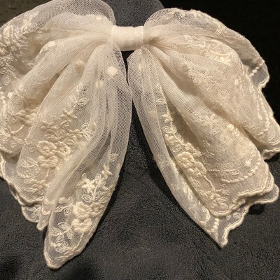 Floral Lace Drape Bow Translucent Mesh Bow Hair Accessory for Woman - Etsy