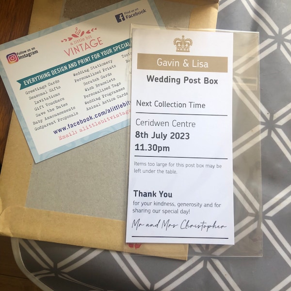 Post Box SIGN ONLY (for Weddings, Birthdays, Christenings Etc - Post ...