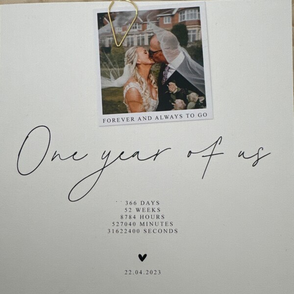 One Year Anniversary Card | Personalised Anniversary Card | Paper ...
