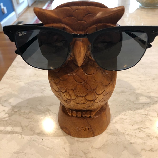 Owl Eyeglasses Stand, Glasses Holder, Wooden Bird Sculpture, Handmade ...
