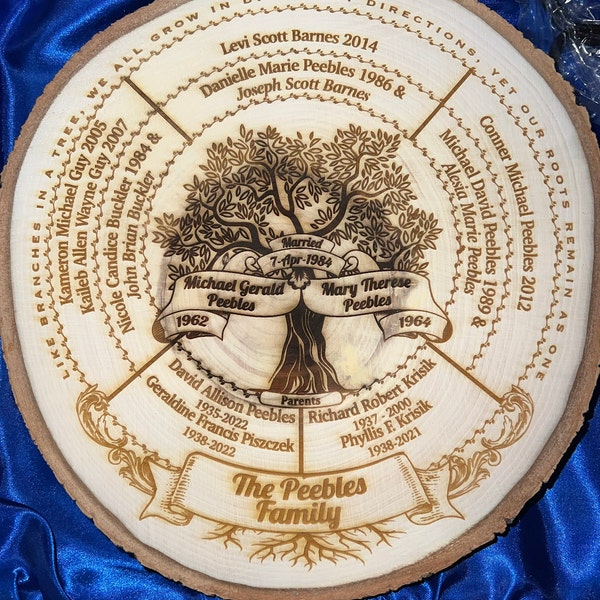Personalized Family Tree Engraved Wood Slice: Genealogy Chart Gift - Etsy