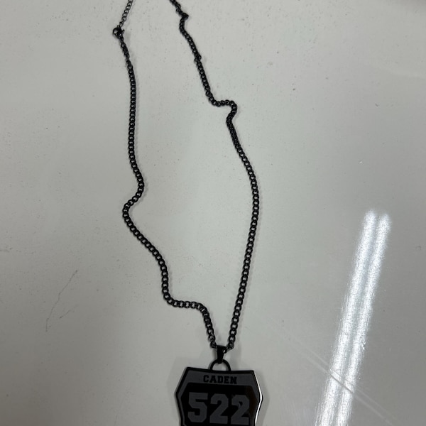 Custom Enamel Name Tag Necklace With Jersey Number, Personalized ...