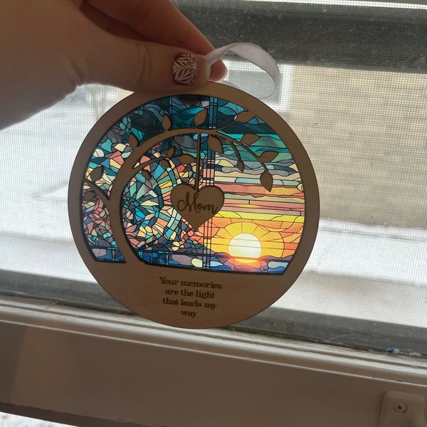 Sun Catcher Sympathy Gift, Poem Card Memorial Suncatcher, Wing Sympathy ...