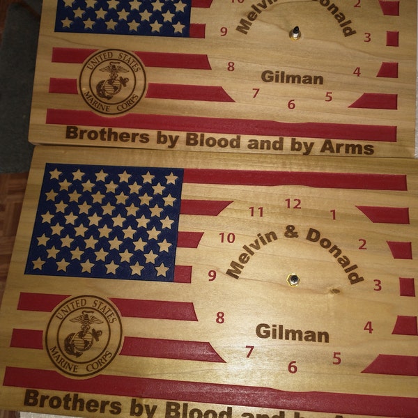 Custom Carved Military US Flag Clock - Etsy