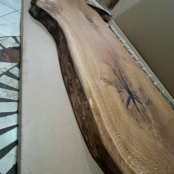 Vanity Top Rose Oak From One Piece Tree Edge Rustic Table Top Solid ...